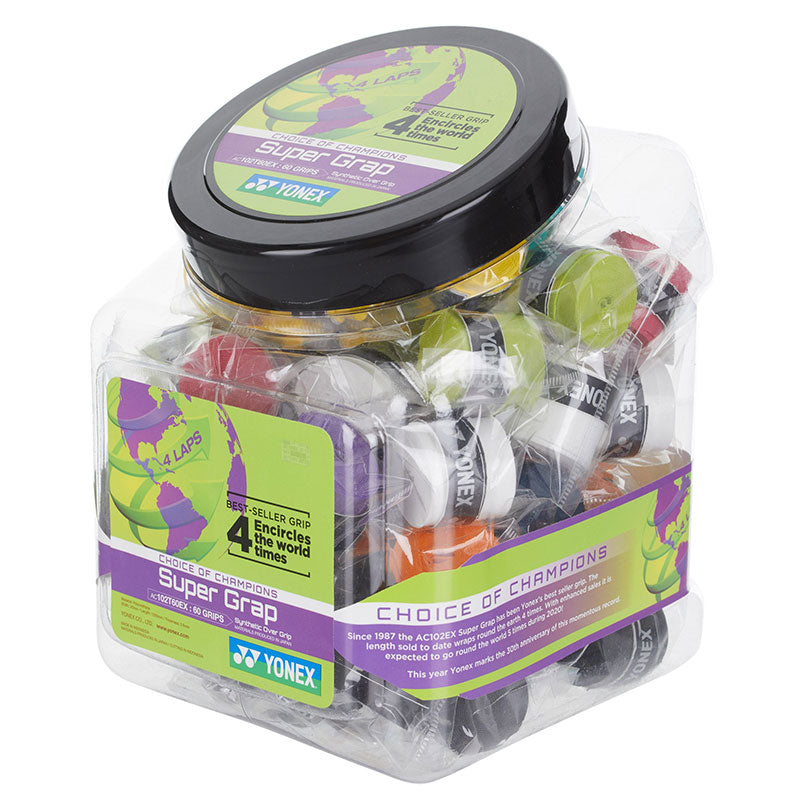 Yonex Wet Super Grap Tennis Overgrips - 60 Pack Assorted Colors